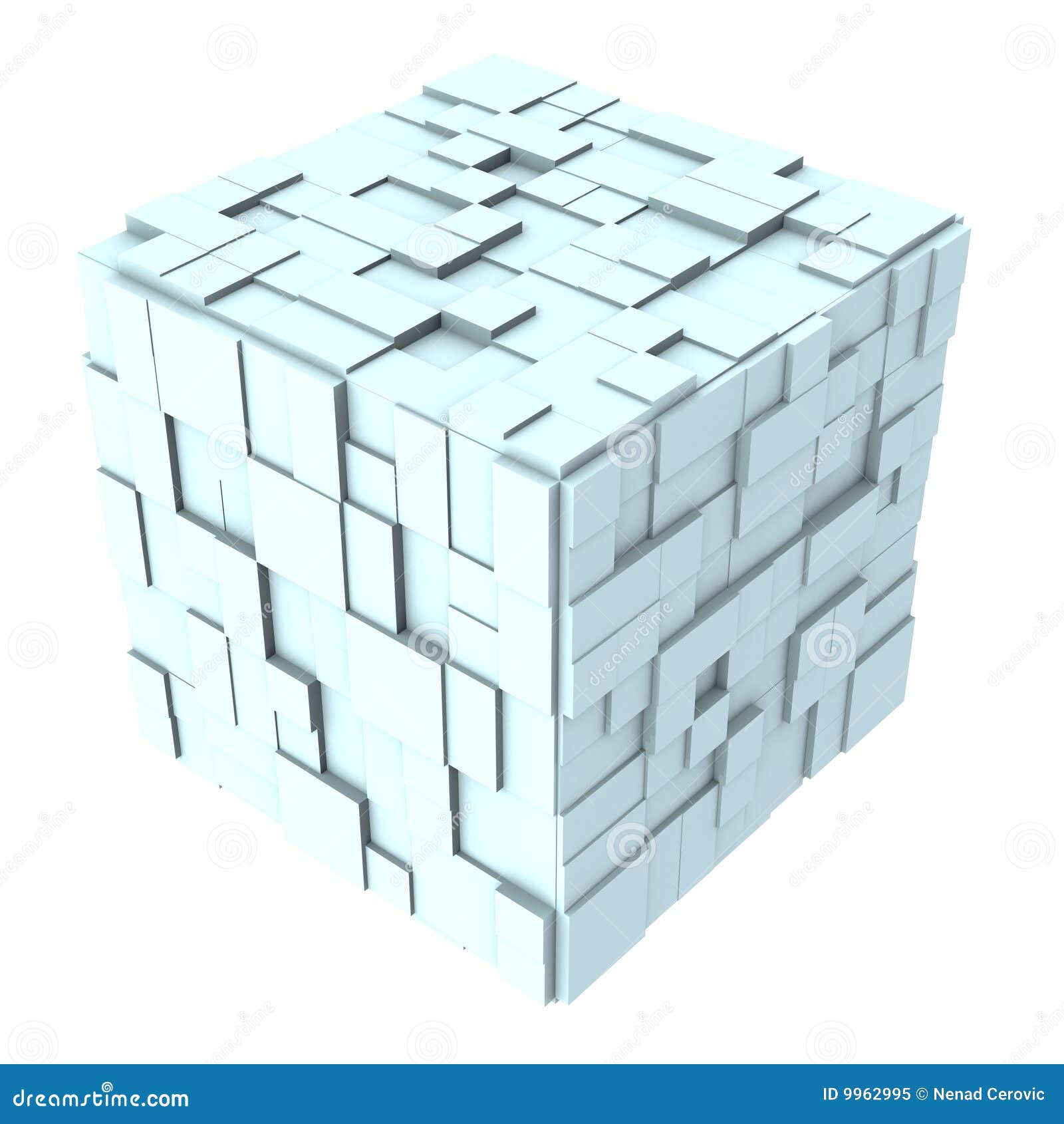 3d Abstract Cube from Boxes 01 Stock Illustration - Illustration of ...