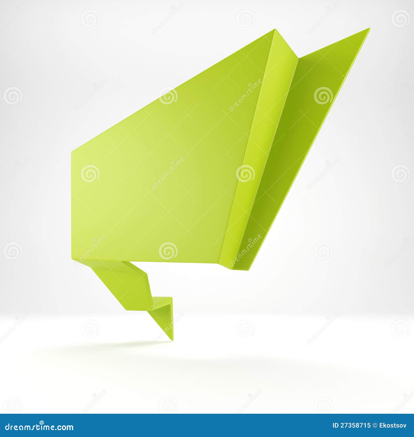 3d Abstract Glossy Green Origami Speech Bubble Stock Illustration ...