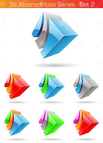 3d Abstract Icon Series - Set 2 Stock Vector - Illustration of green ...
