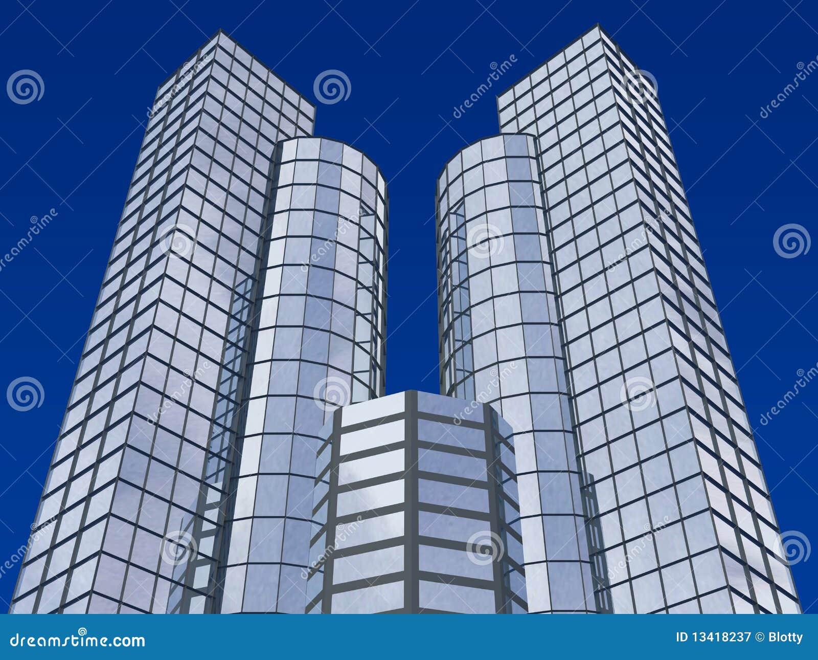 3d abstract skyscrapers stock illustration. Illustration of reflection ...