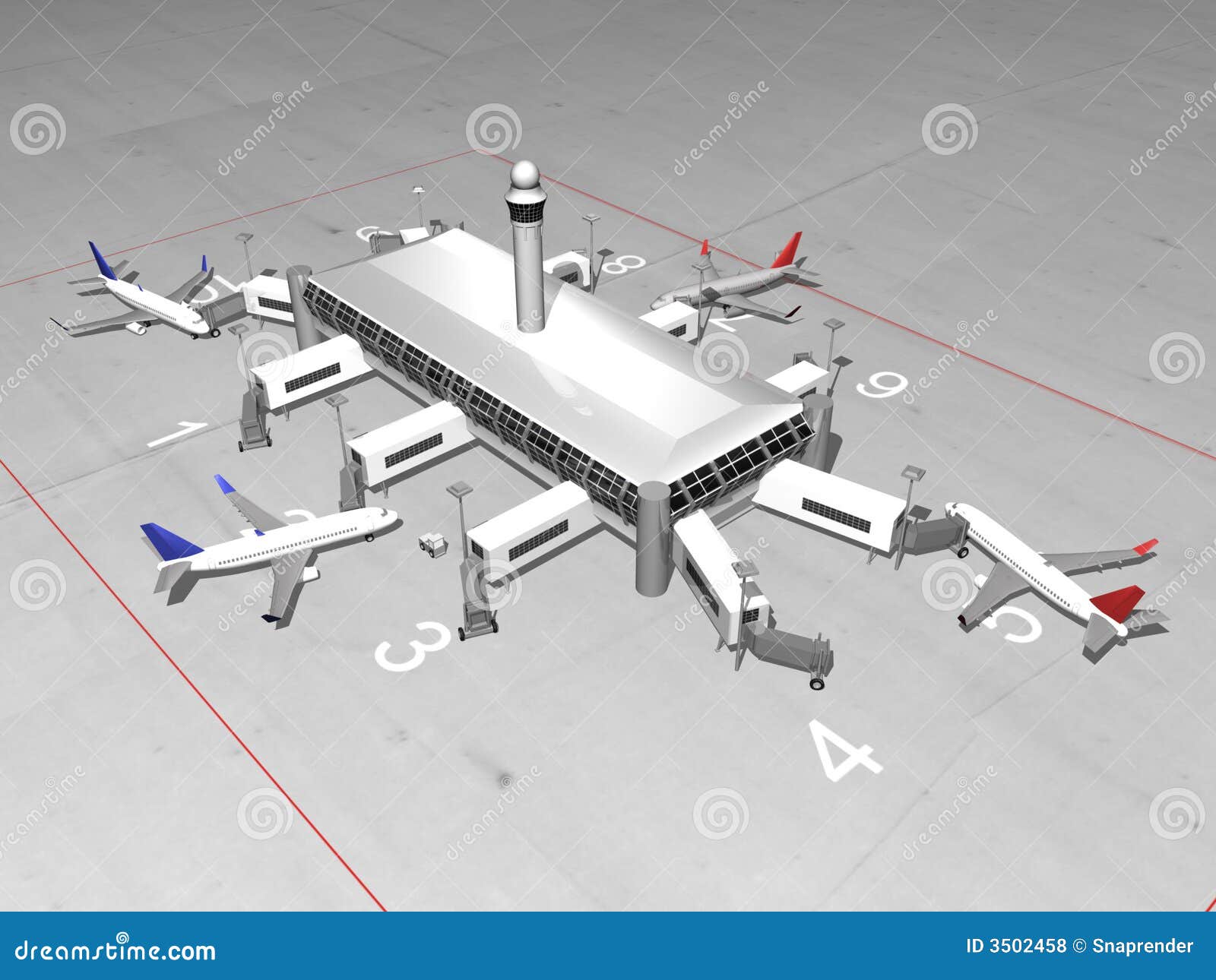 3D Airport render stock illustration. Illustration of aerodynamic - 3502458