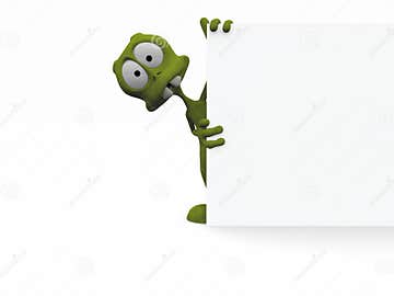 3D alien with a blank sign stock illustration. Illustration of abstract ...
