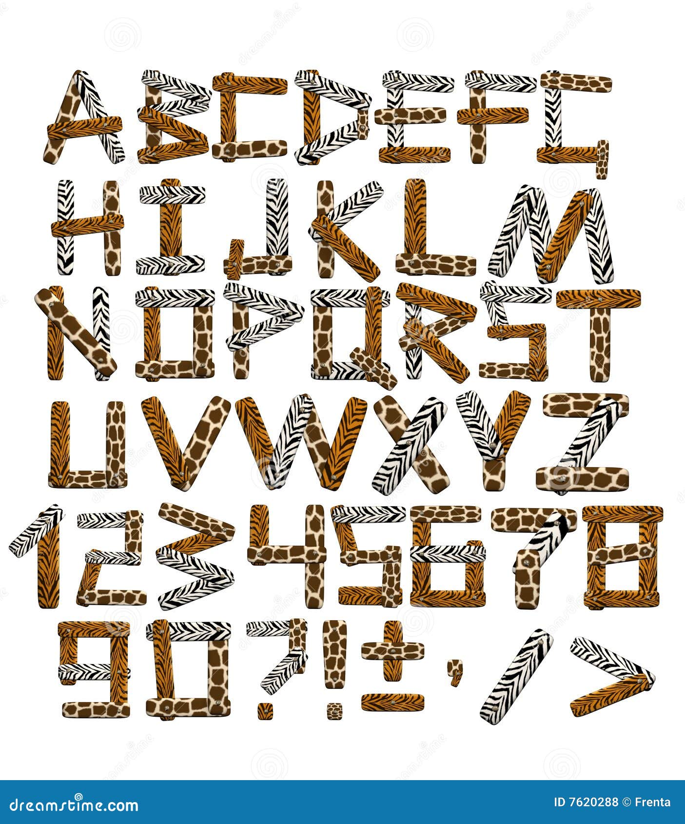 3d Alphabet in Style of a Safari Stock Illustration - Illustration of ...