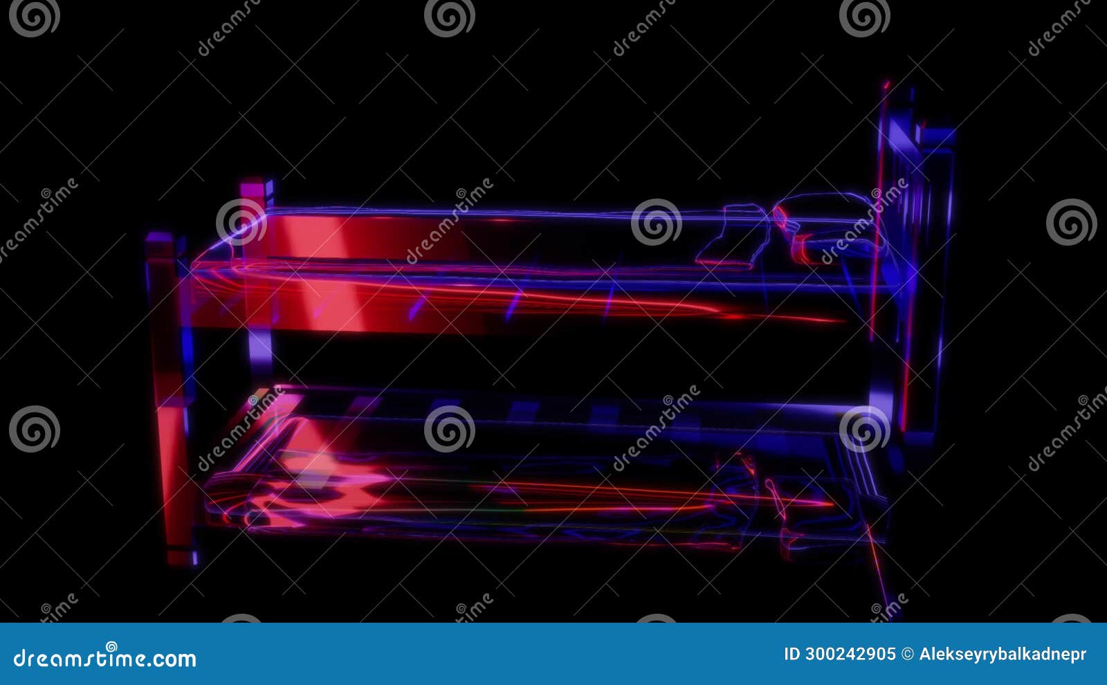 3D Animation Rendering, Single Bed Model on a Black Background Stock ...