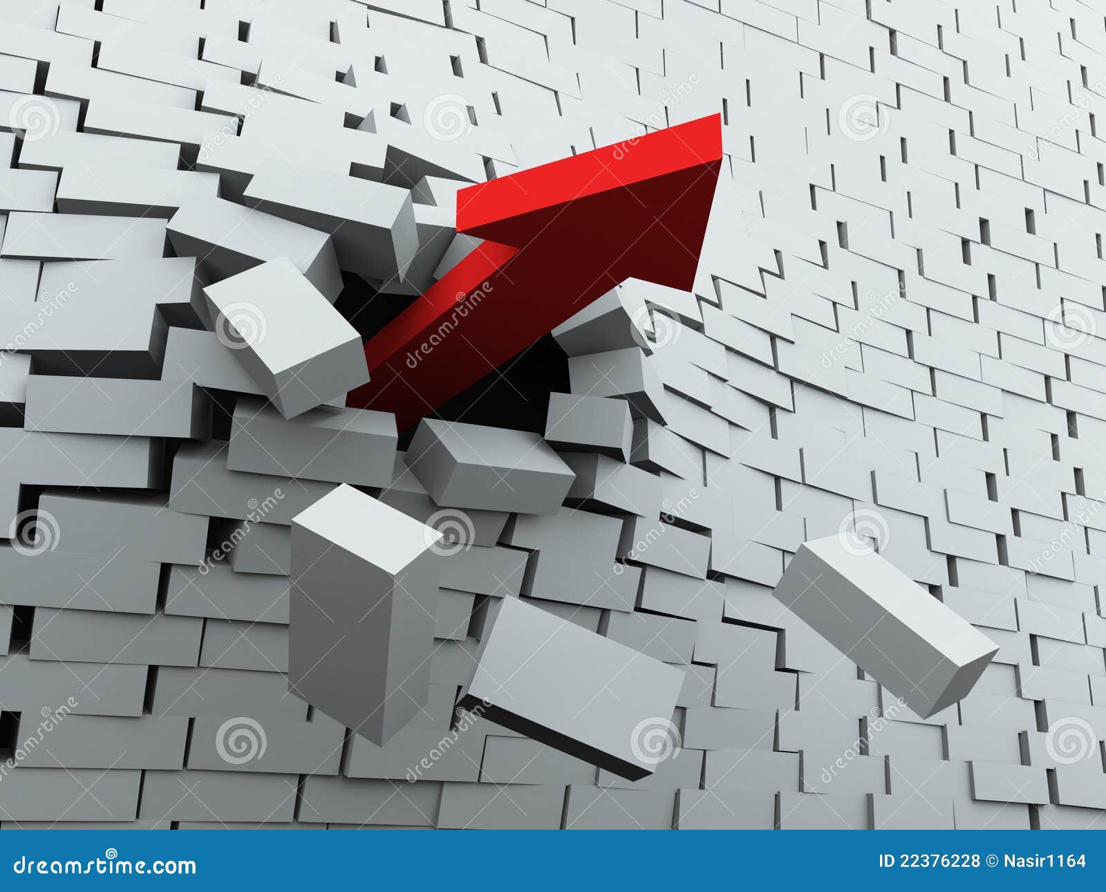 3d arrow breaking wall stock illustration. Illustration of grow - 22376228