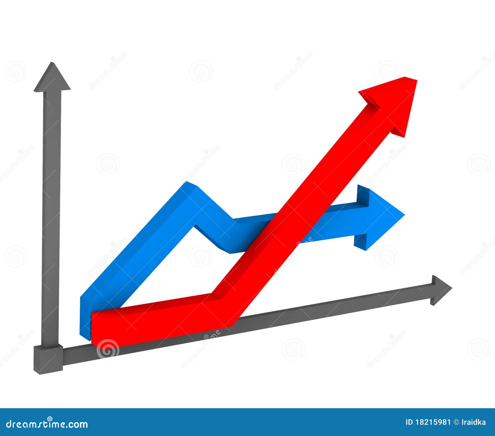 3d arrow on the chart stock illustration. Illustration of rendering ...