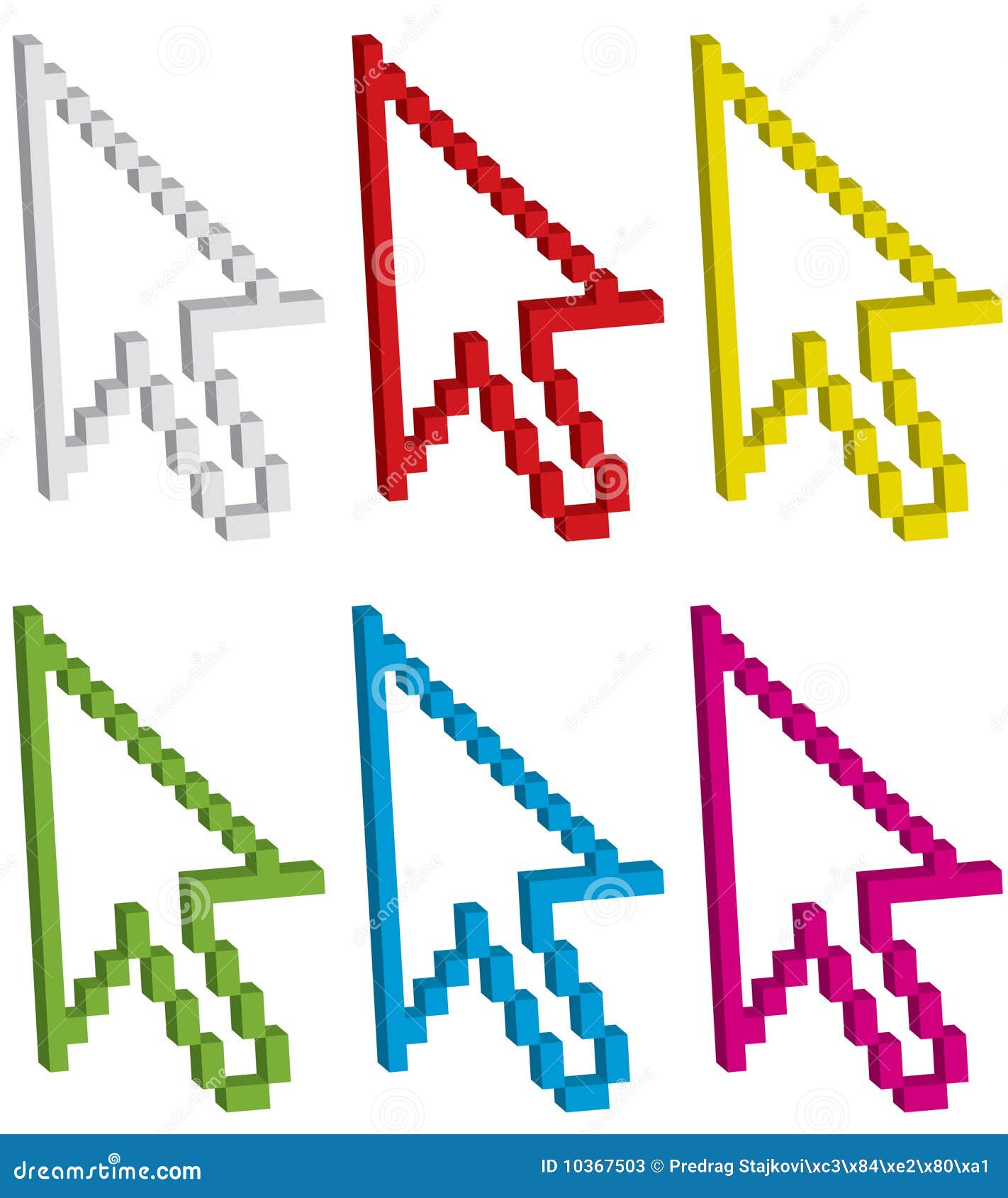 3d arrow cursors, set one stock vector. Illustration of help - 10367503