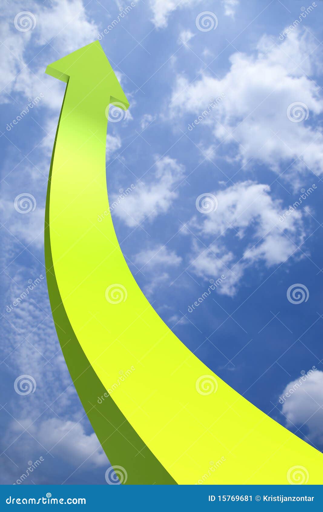 3D arrow going up stock illustration. Illustration of direction - 15769681