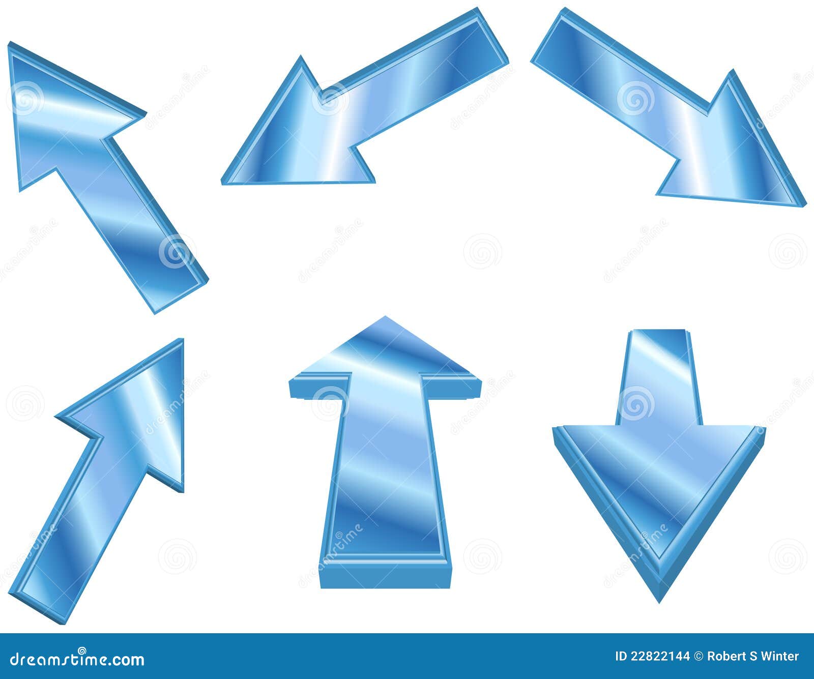 3D arrows blue metallic stock vector. Illustration of goal - 22822144