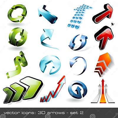 3d arrows - set 2 stock vector. Illustration of pointer - 9666849