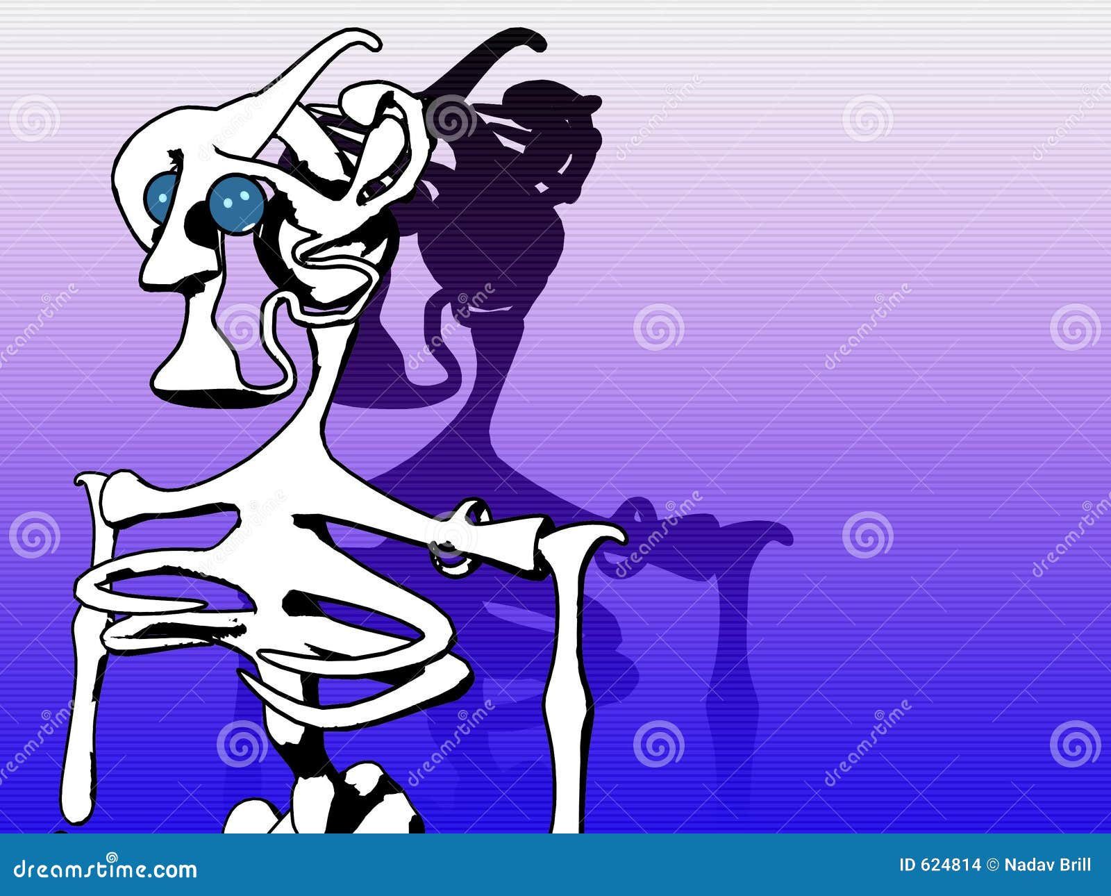 3d Art Skeleton Figure Standing Stock Illustration - Illustration of ...