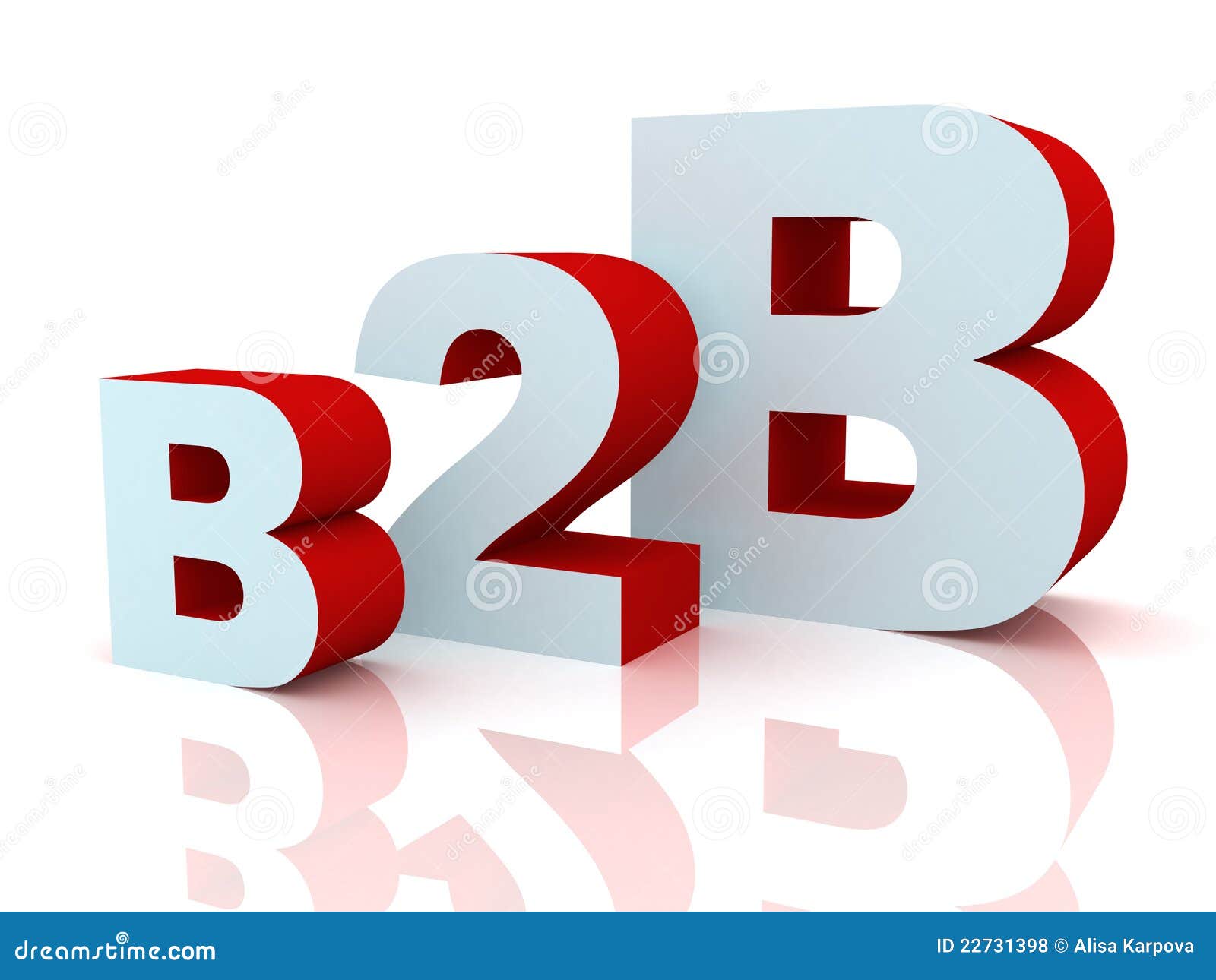3d B2b Red and Blue Letters on White Background Stock Illustration ...