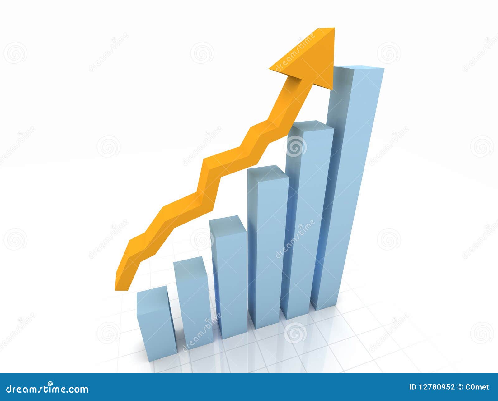 3D Balkendiagramm w/Arrow stock abbildung. Illustration von markt ...