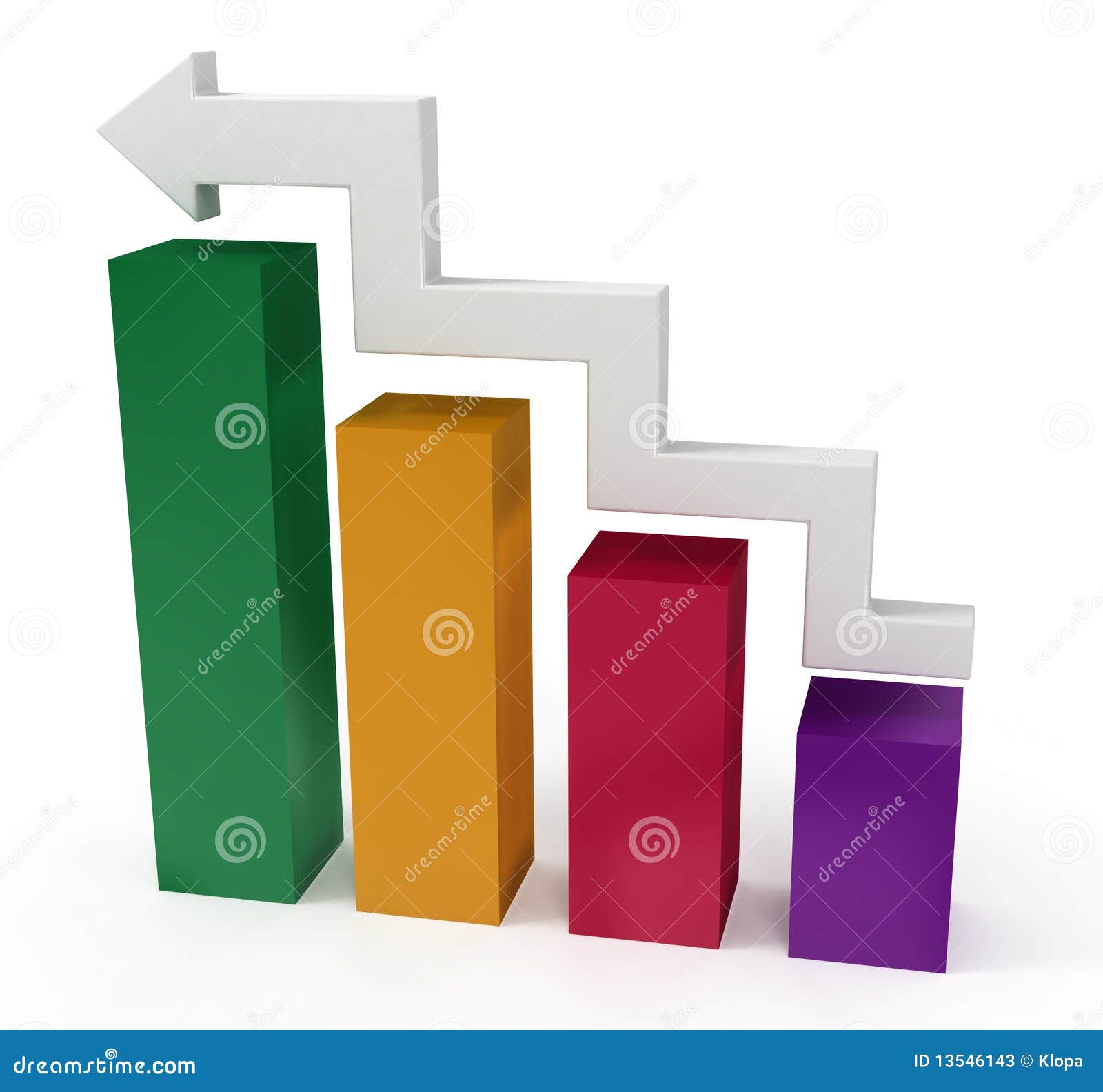 3d Bar Colorful Graph on White Background Stock Illustration ...