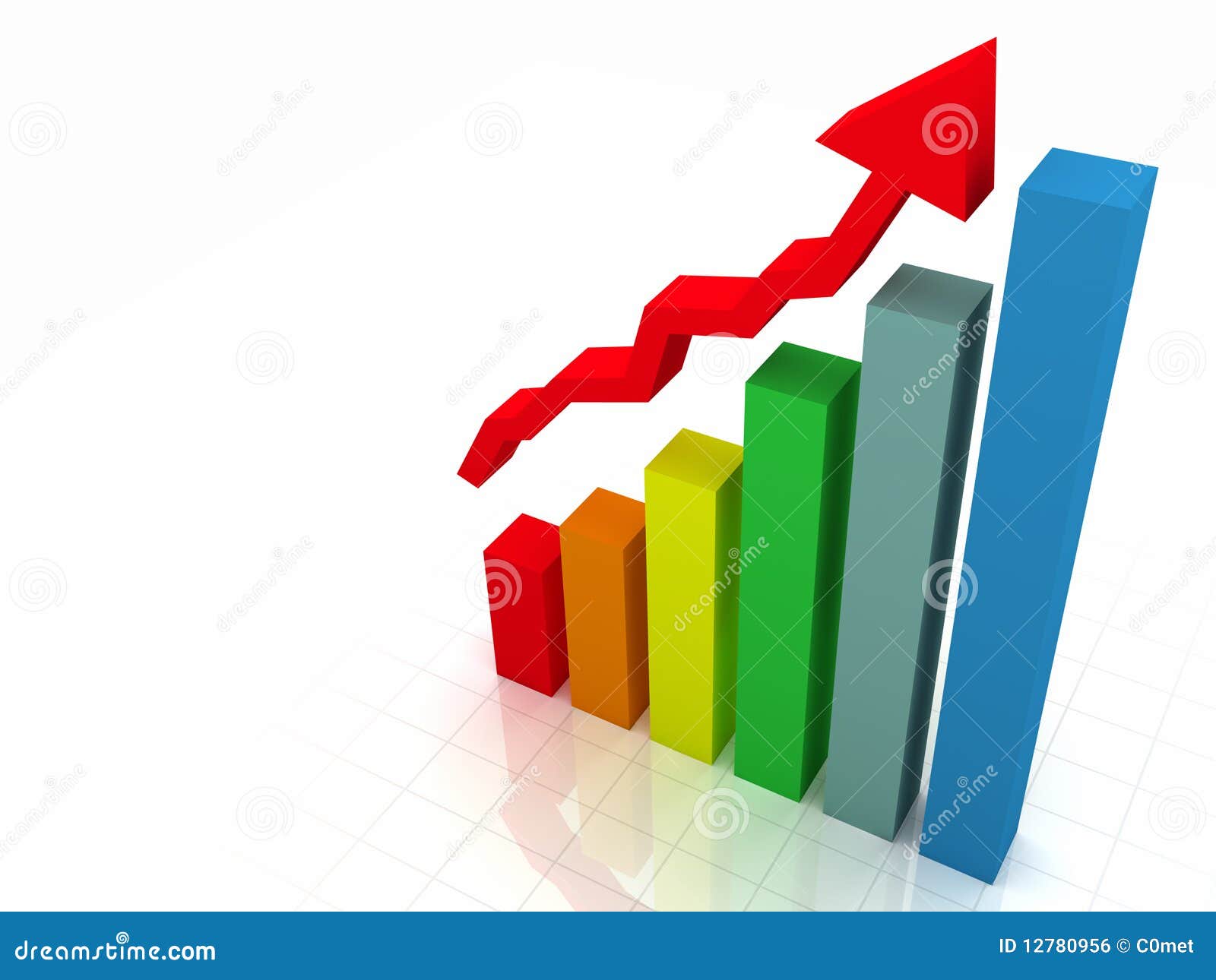 3D Bar Graph w/Arrow stock illustration. Illustration of business ...
