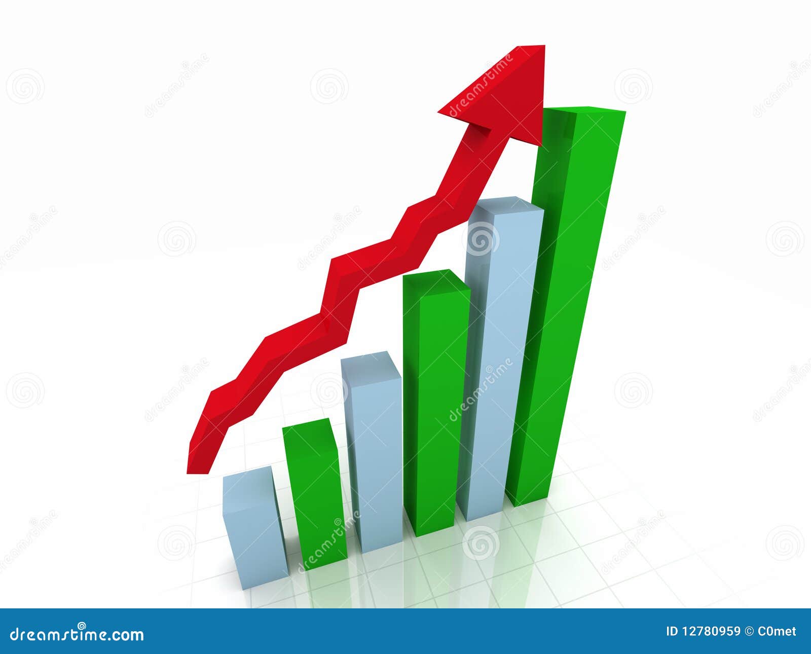 3D Bar Graph w/Arrow stock illustration. Illustration of jobs - 12780959