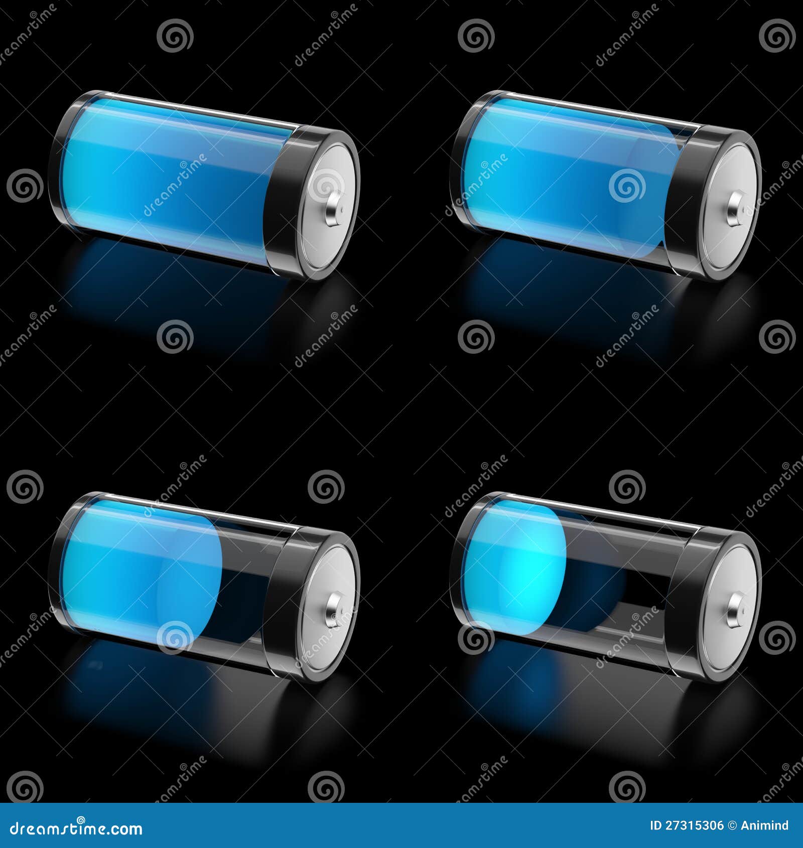 3D Battery with 4 States of Charge Level Stock Illustration ...