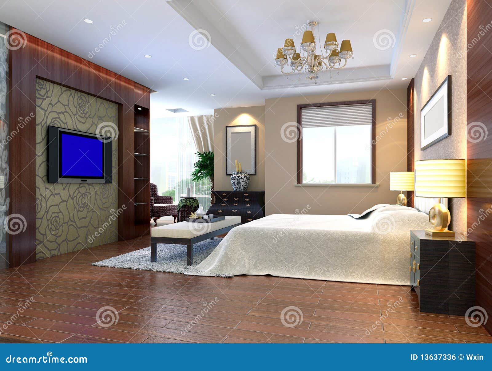 3d bedroom rendering stock illustration. Illustration of comfortable ...