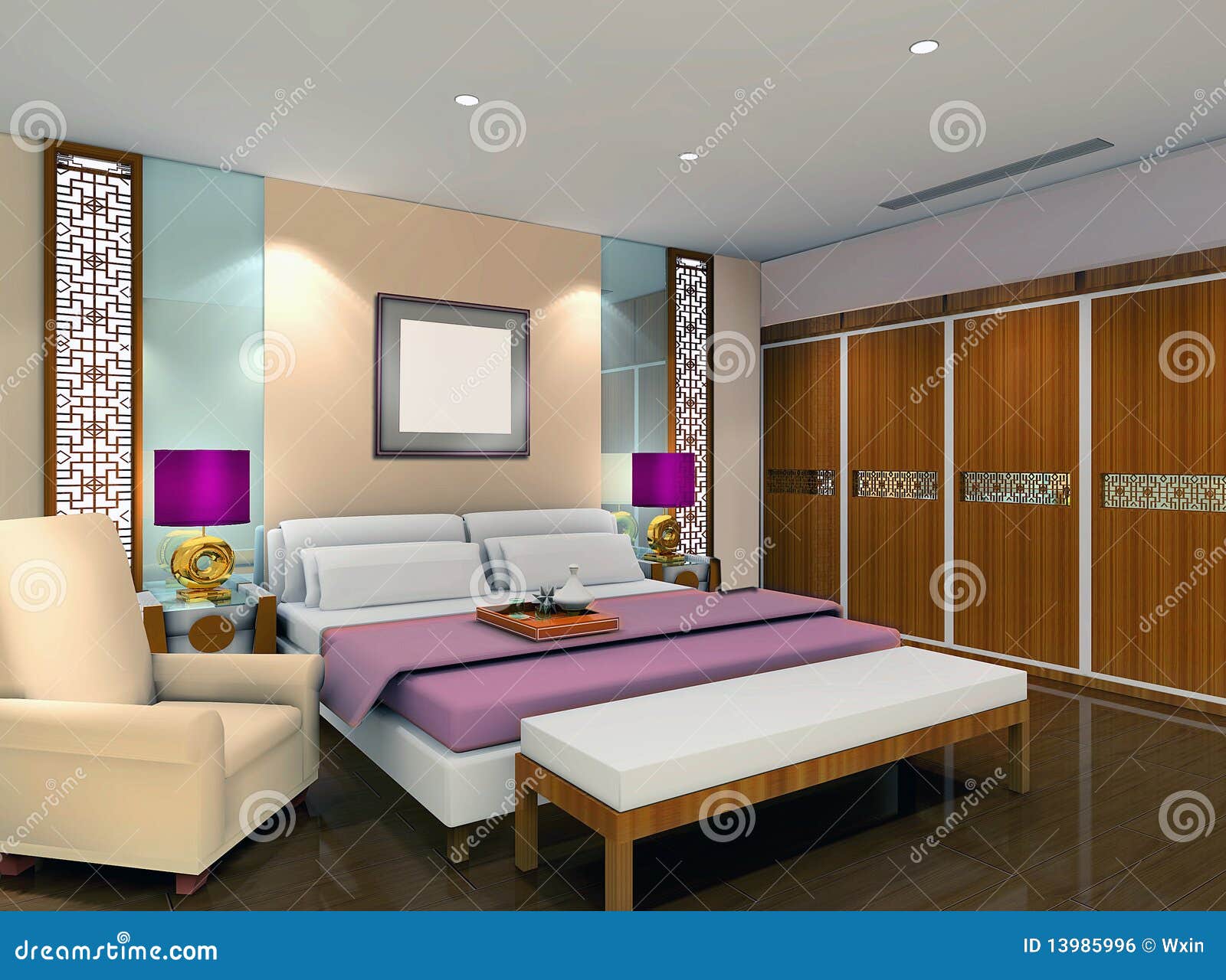 3d bedroom rendering stock illustration. Illustration of contemporary ...