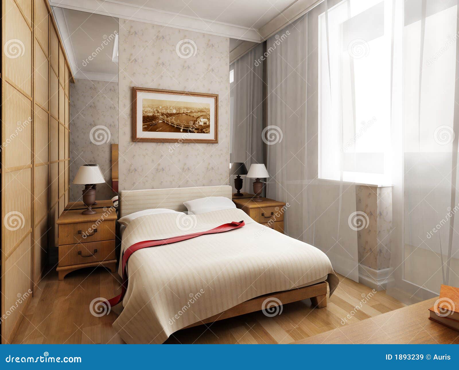 3d bedroom rendering stock illustration. Illustration of room - 1893239