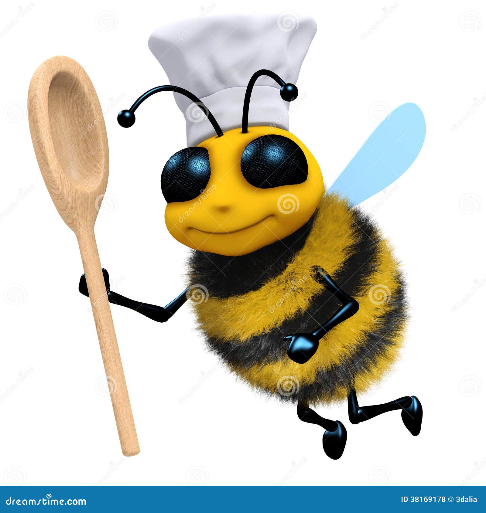 3d Bee chef with spoon stock vector. Illustration of hive - 38169178