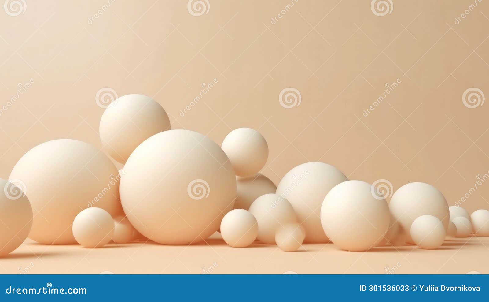 3D Beige Spheres of Different Sizes and Transparency. Pastel Colour ...