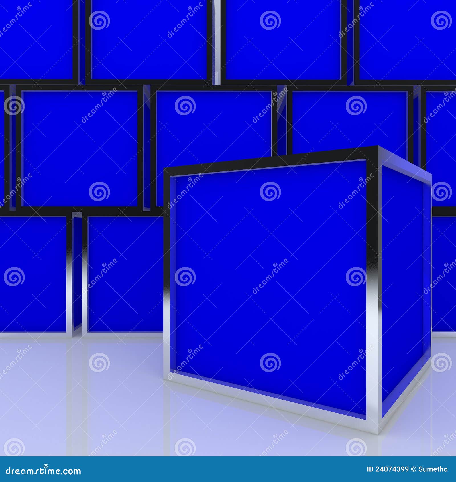 3D Blank Abstract Blue Box Display Stock Illustration - Illustration of ...