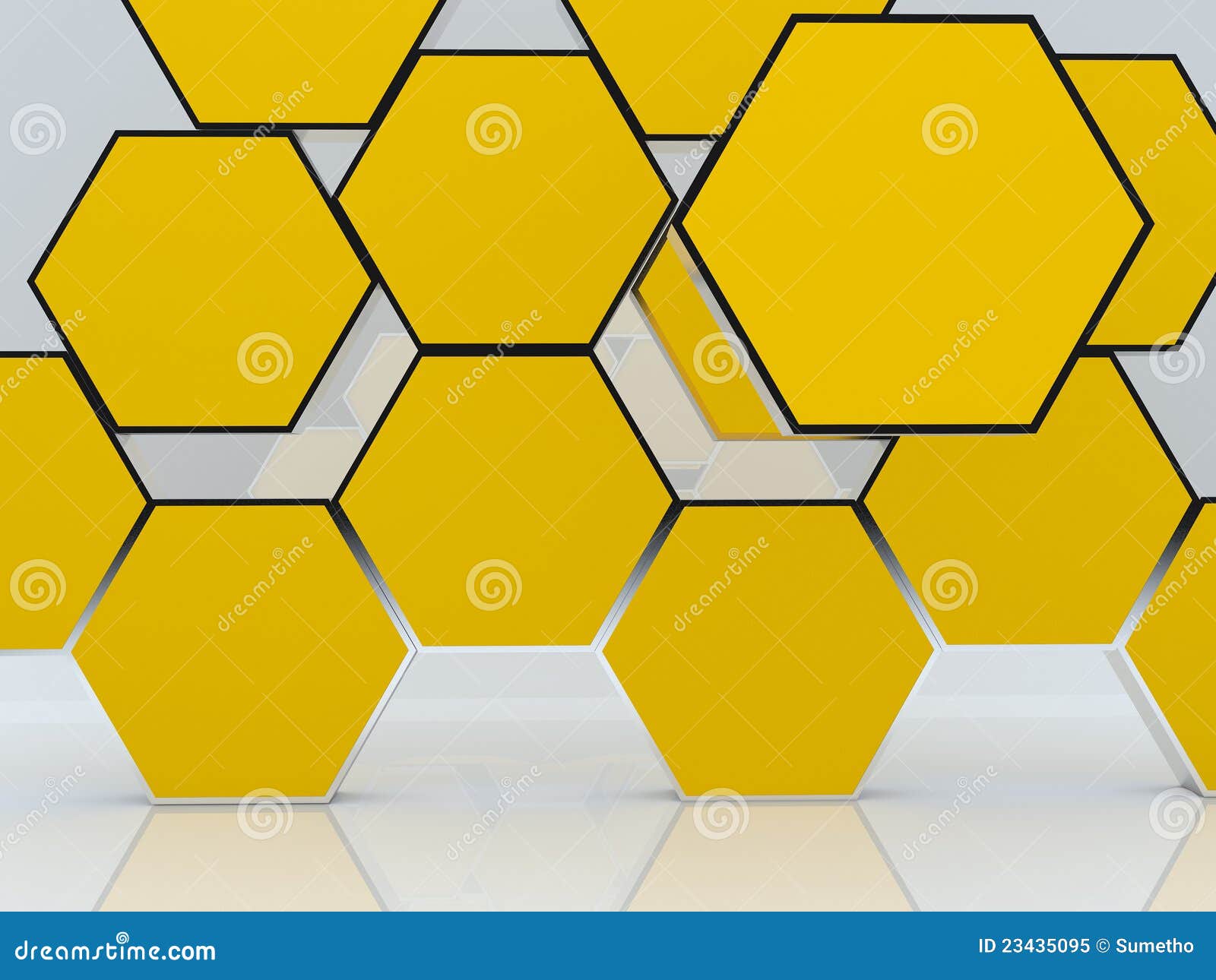 3D Blank Abstract Yellow Hexagon Box Display Stock Illustration ...