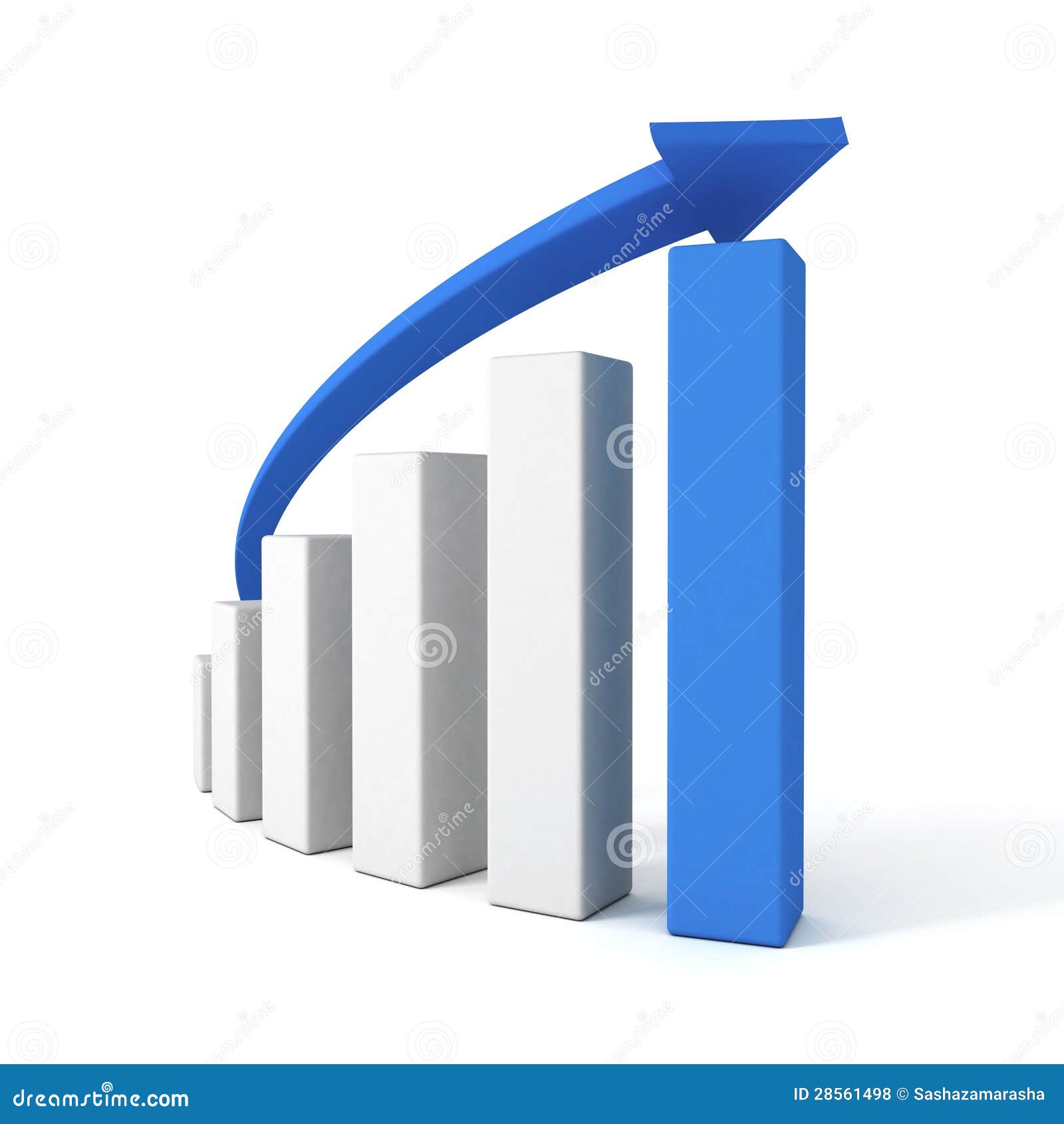3d Blue Arrow and Success Bar Chart Graph Stock Illustration ...