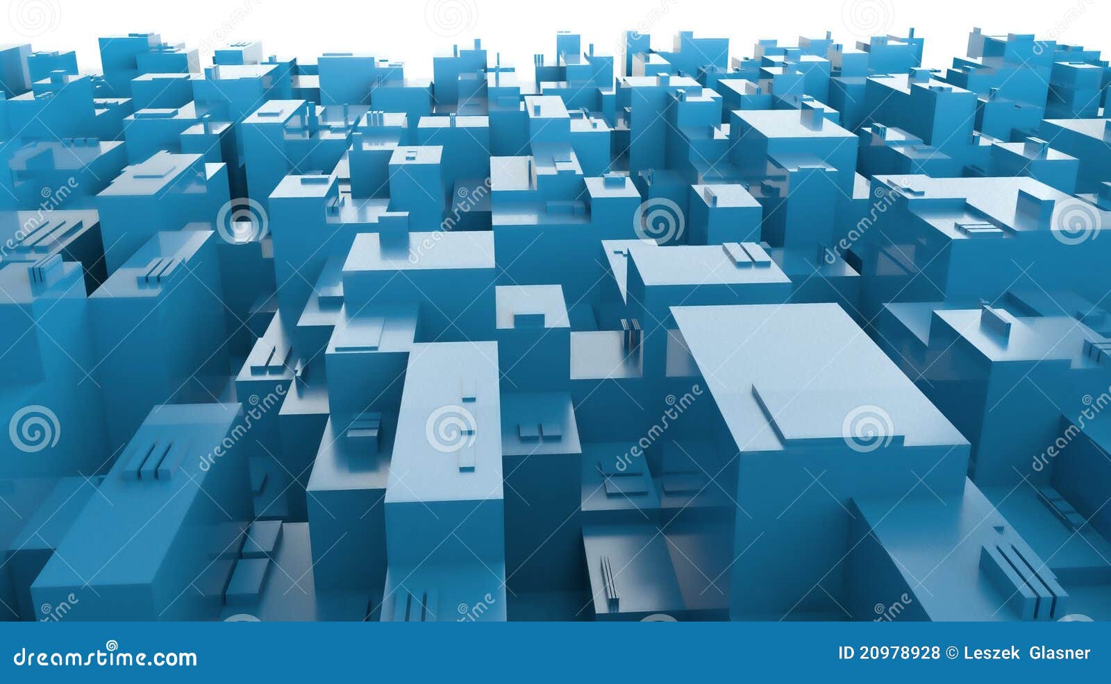 3D Blue City Panorama of Abstract Future Stock Illustration ...