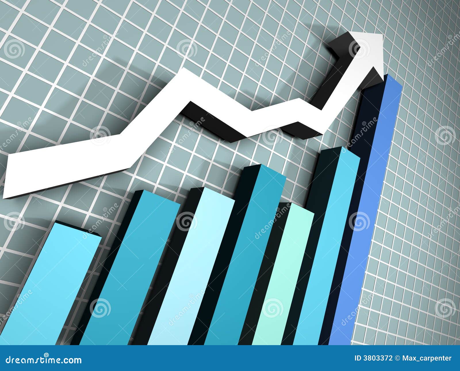 3d blue Diagram with arrow stock illustration. Illustration of moving ...