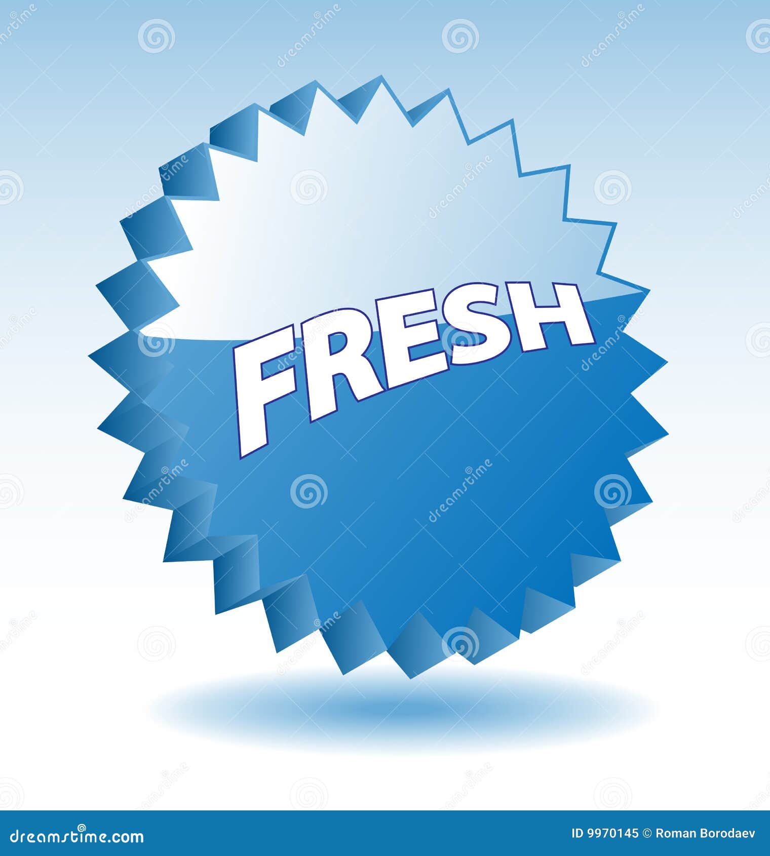 3D blue fresh badge. stock vector. Illustration of environment - 9970145