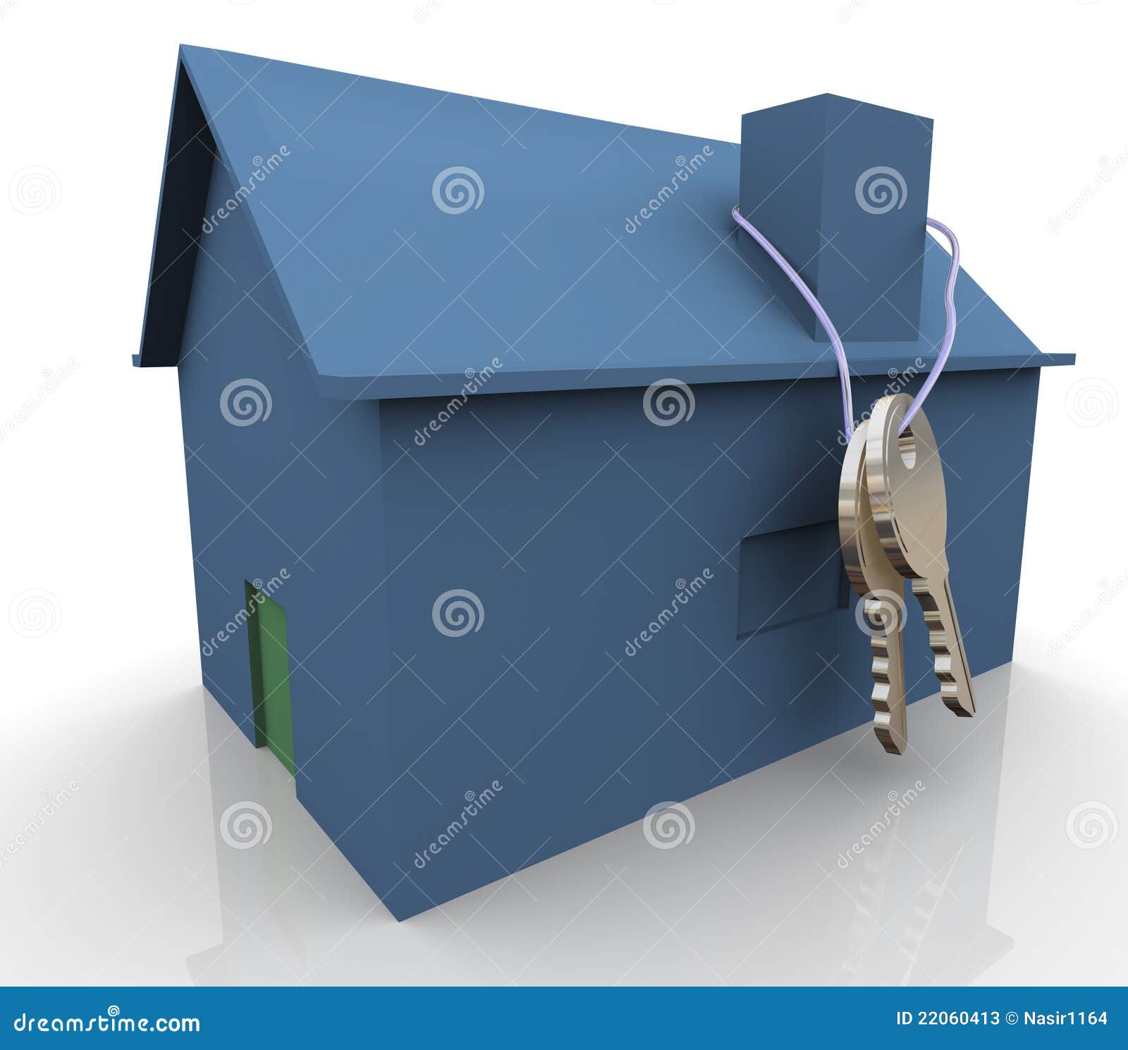 3d blue house and keys stock illustration. Illustration of architecture ...