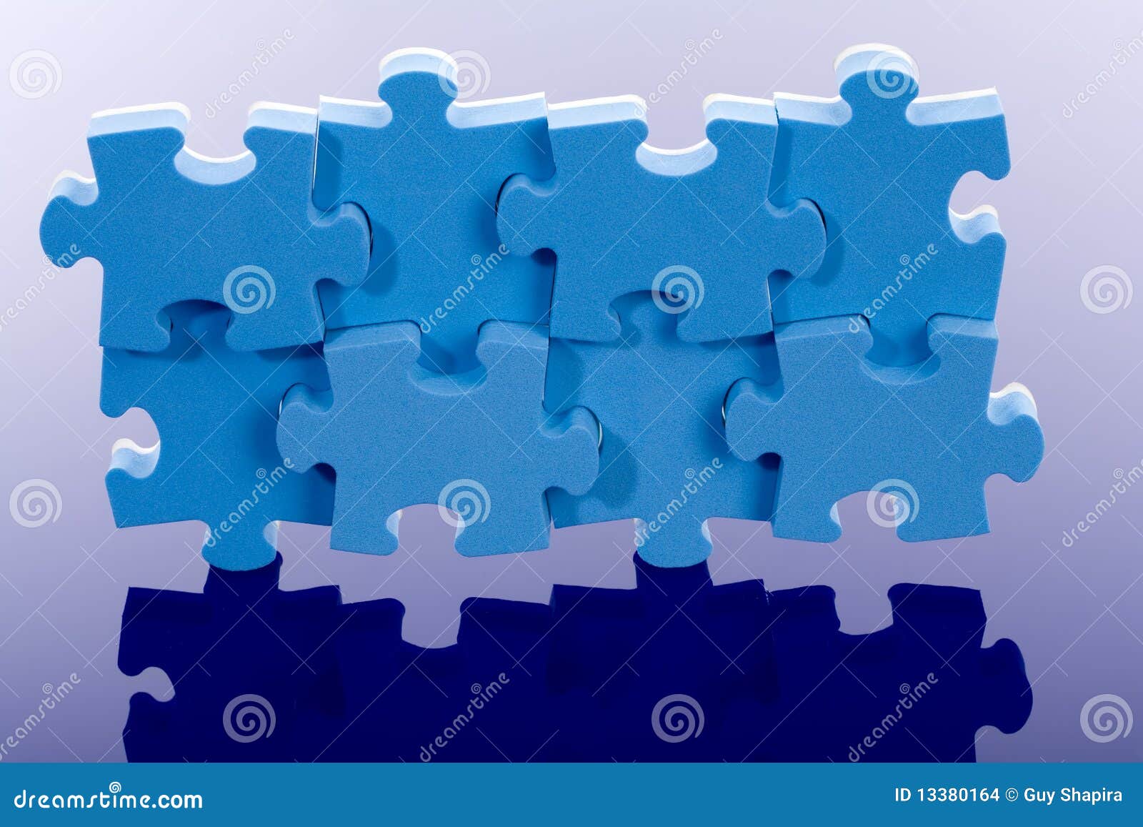 3D Blue Puzzle on Blue Background. Stock Photo - Image of connection ...