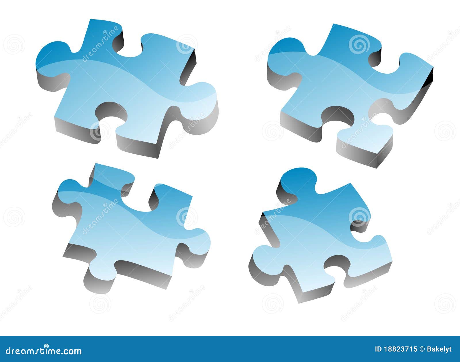 3D blue puzzle pieces stock vector. Illustration of icon - 18823715