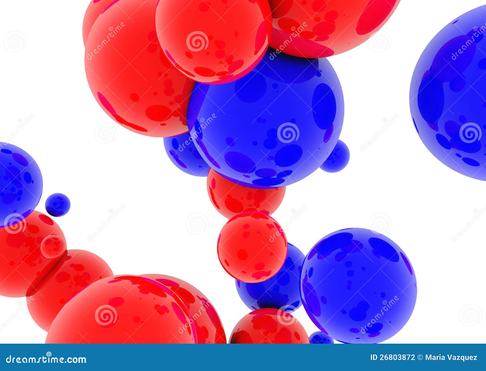 3d Blue Spheres and Red Glossy Stock Illustration - Illustration of ...