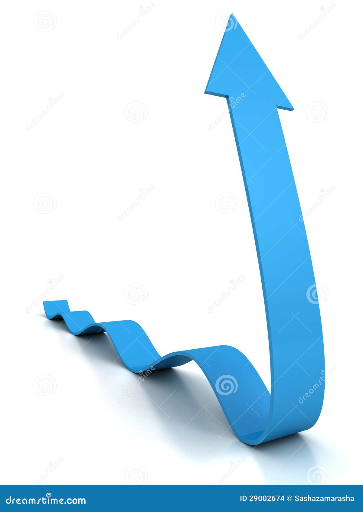 3d Blue Wave Curved Arrow on White Stock Illustration - Illustration of ...