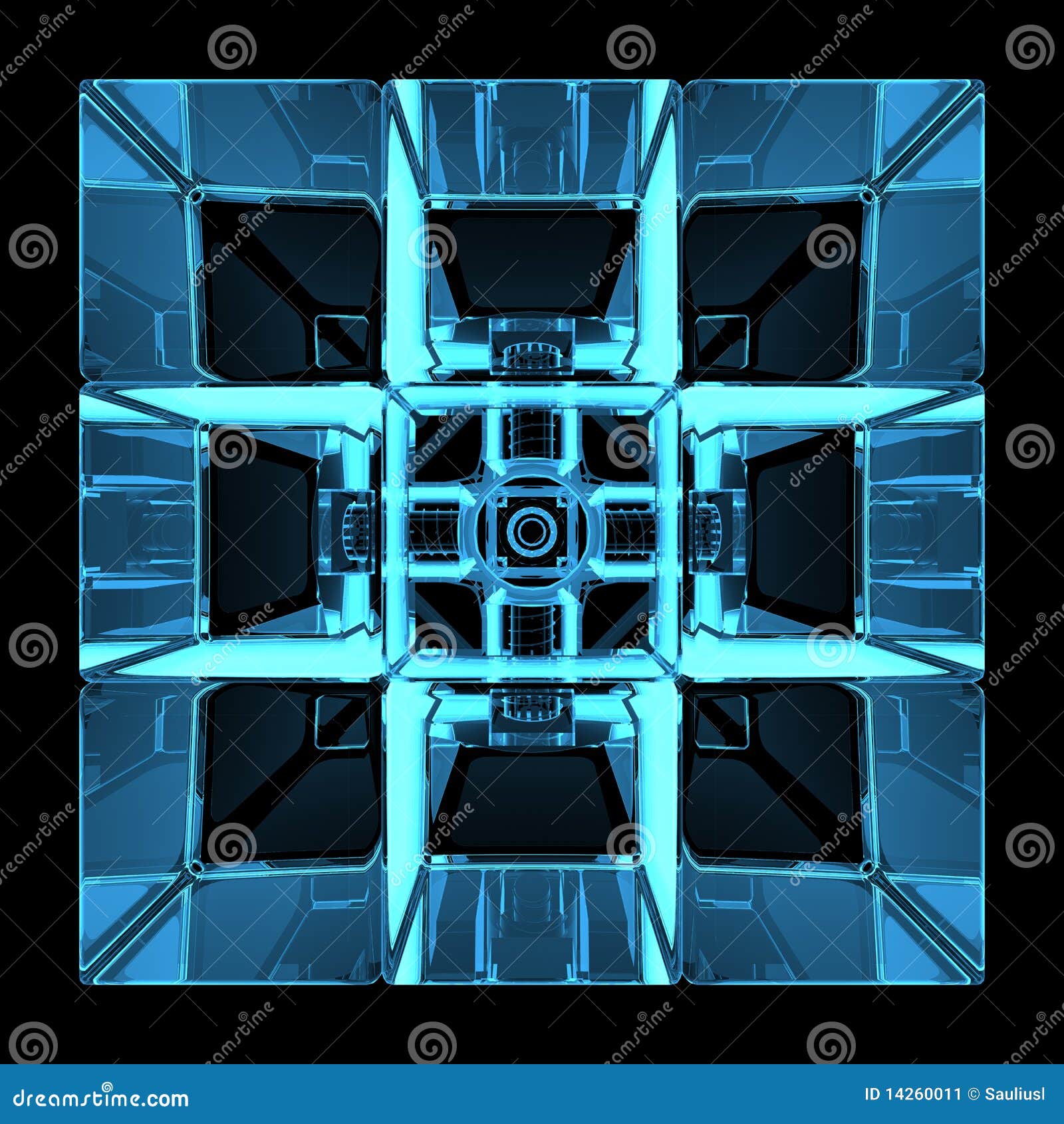 3D Blue Xray Transparent Rubics Cube Stock Illustration - Illustration ...