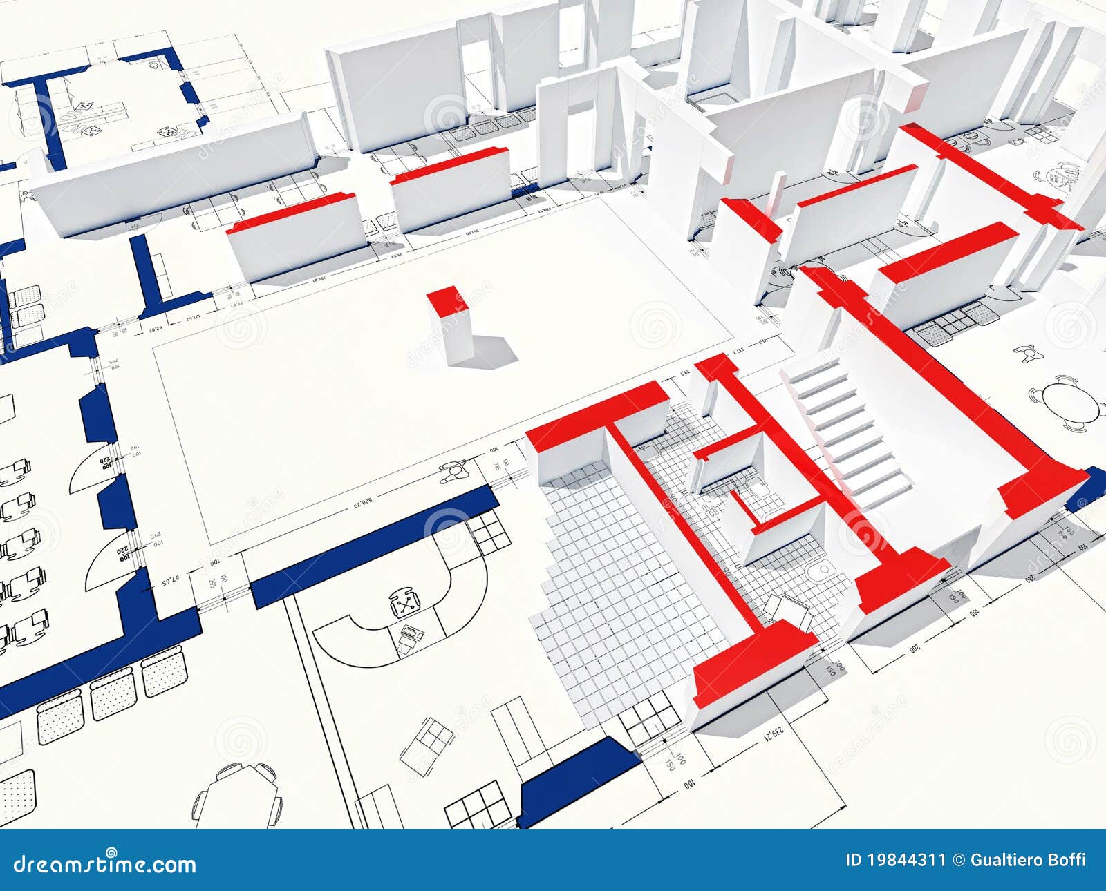 3d blueprint stock illustration. Illustration of blueprint - 19844311