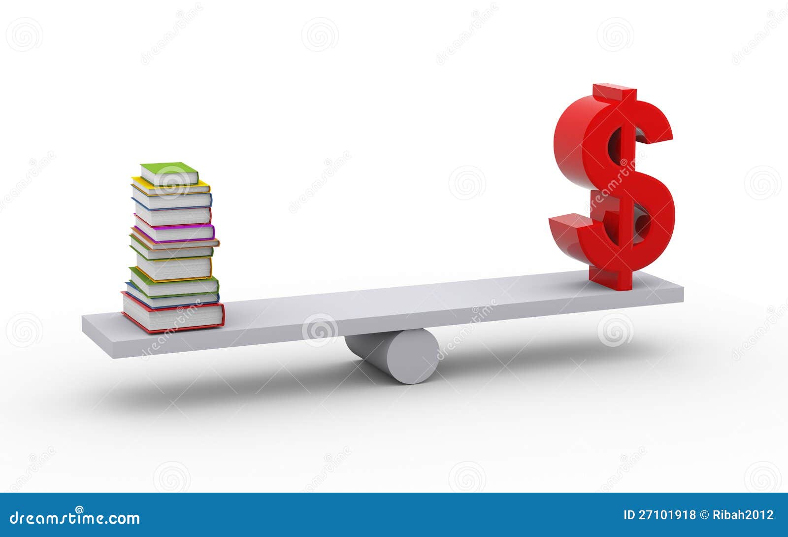 3d books and dollar sign stock illustration. Illustration of ...