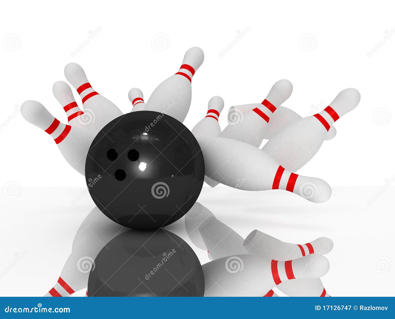 3D bowling strike stock illustration. Illustration of bowling - 17126747