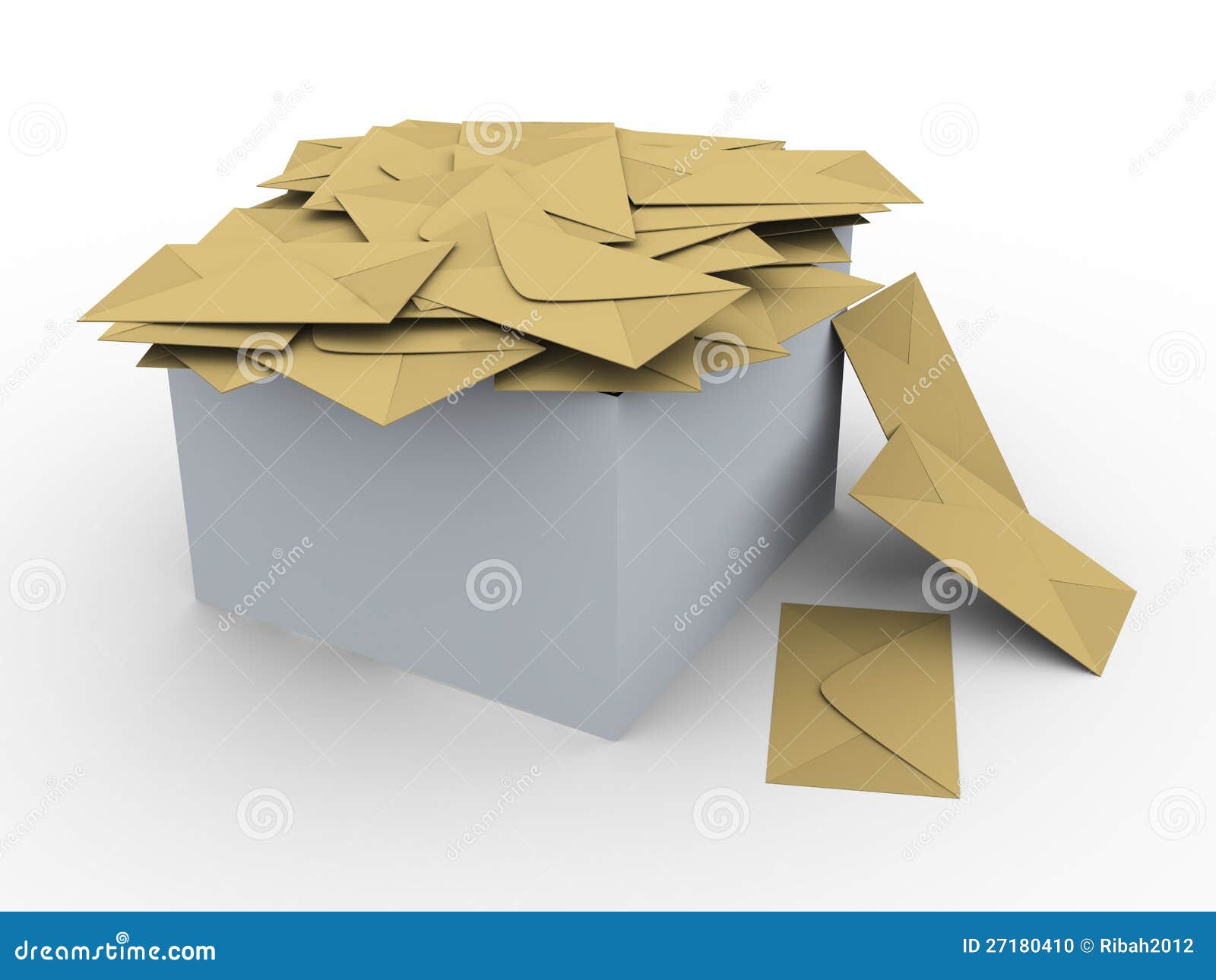 3d box full of envelopes stock illustration. Illustration of bulk ...