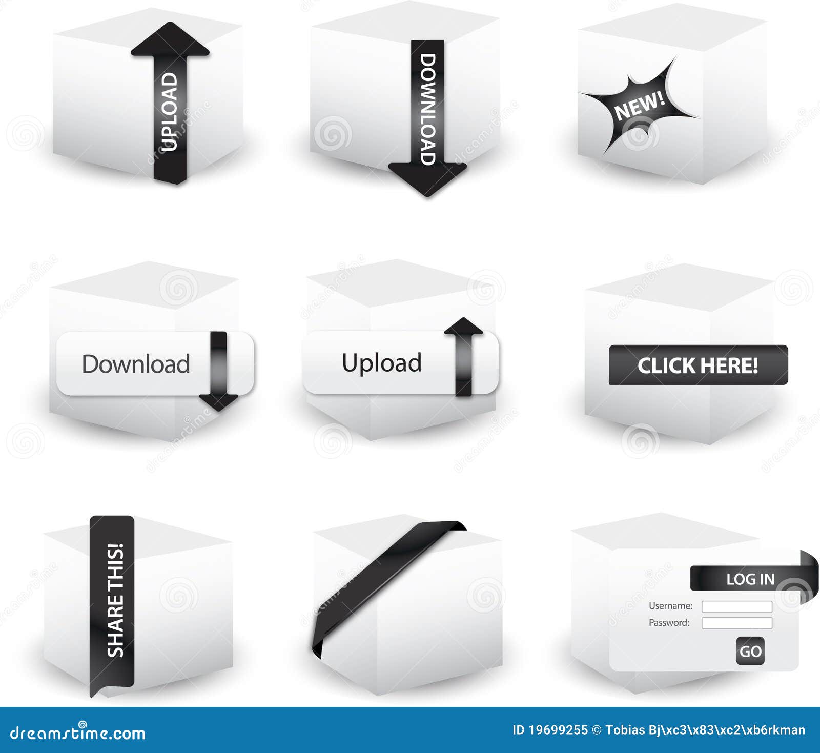 3D box icons stock vector. Illustration of click, high - 19699255