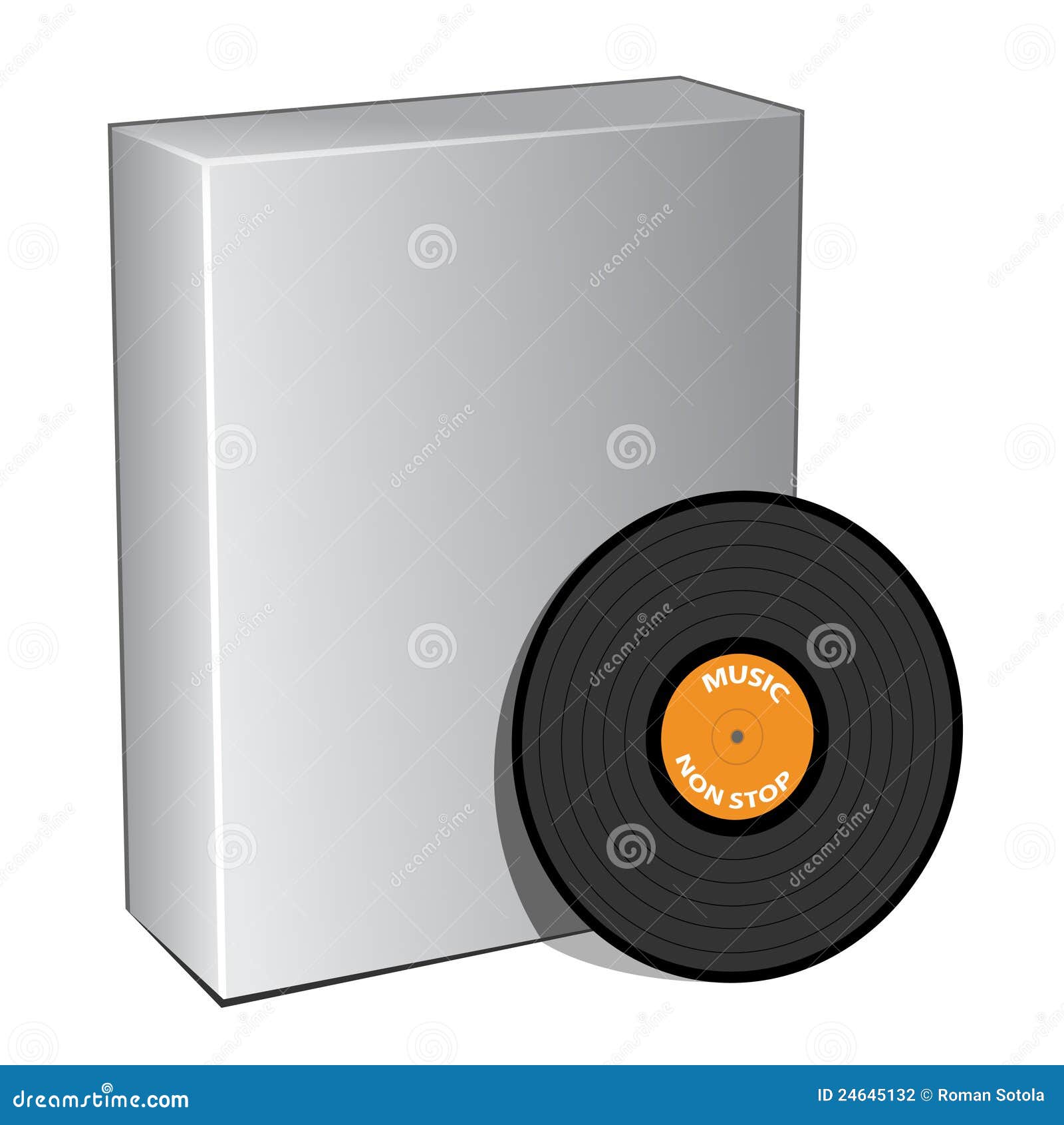 3d box with vinyl record stock vector. Illustration of disc - 24645132