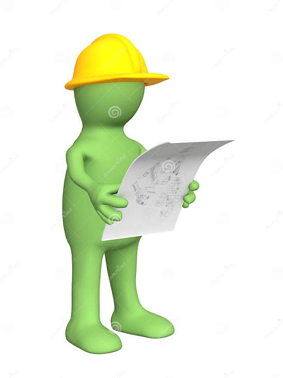 3d builder with sketch stock illustration. Illustration of contractor ...