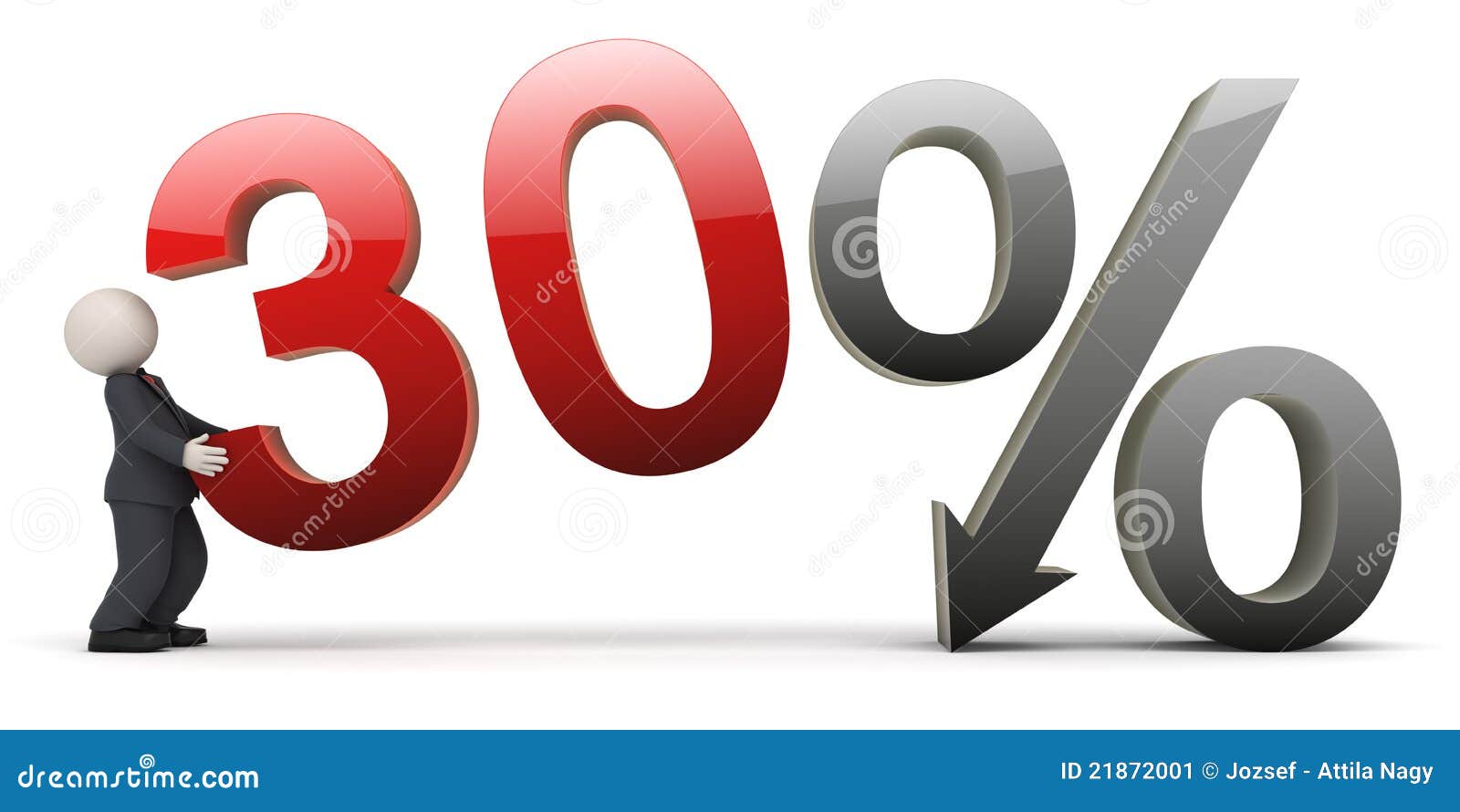 3d Business Man with 30 Percent Sign Stock Illustration - Illustration ...