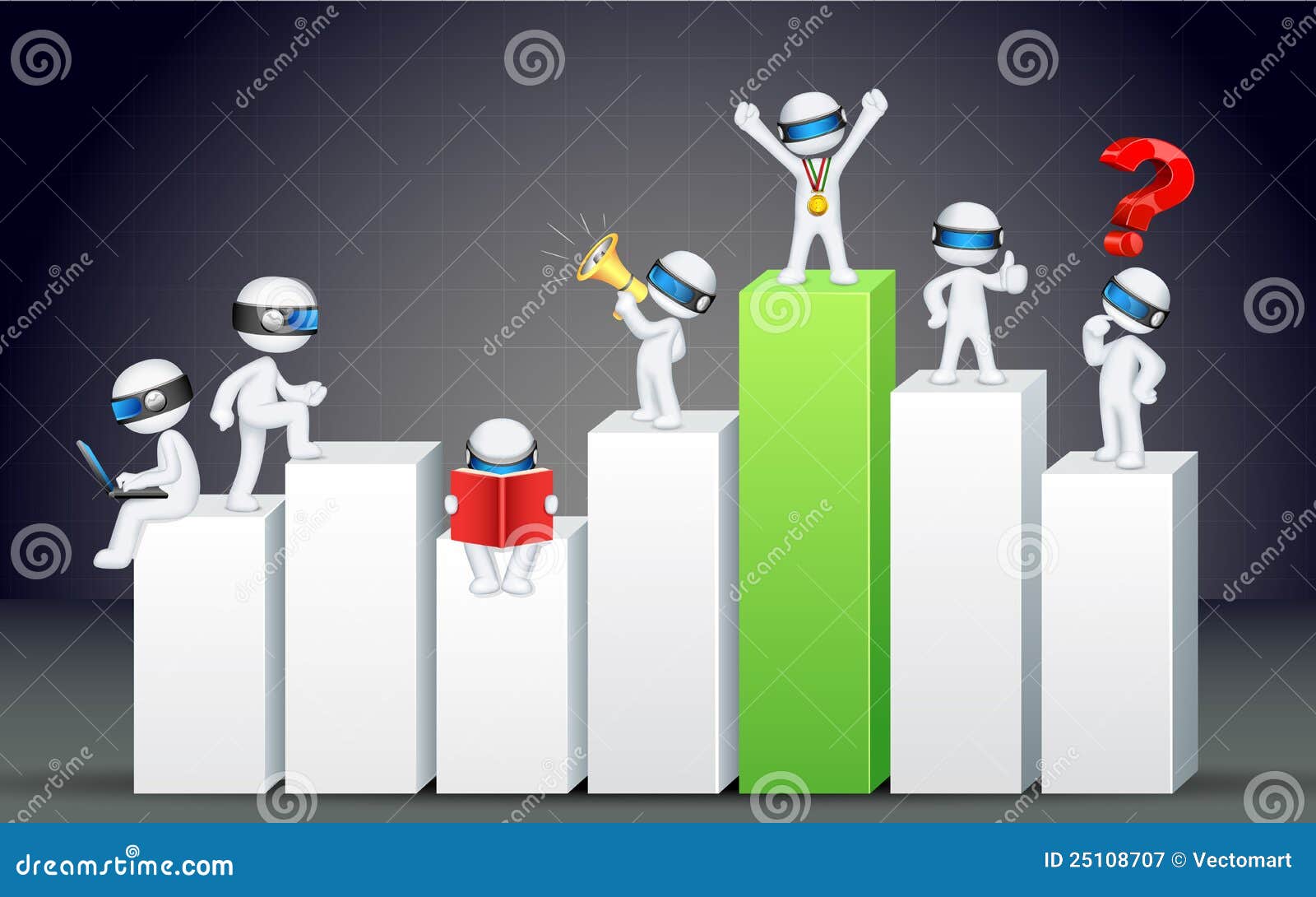 3d Business Man On Bar Graph Cartoon Vector | CartoonDealer.com #25108707