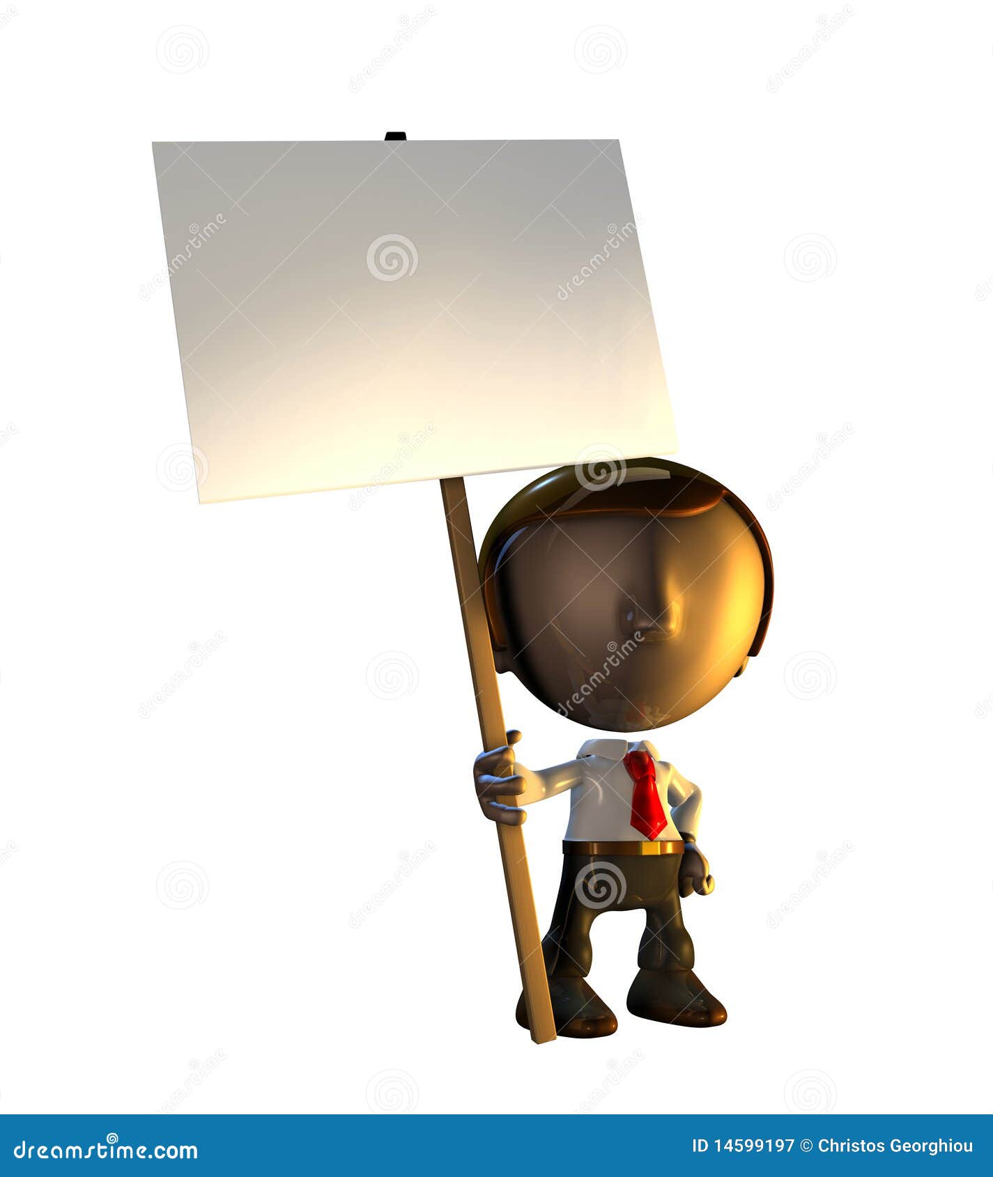 3d Business Man Character Standing Holding Sign Stock Illustration ...