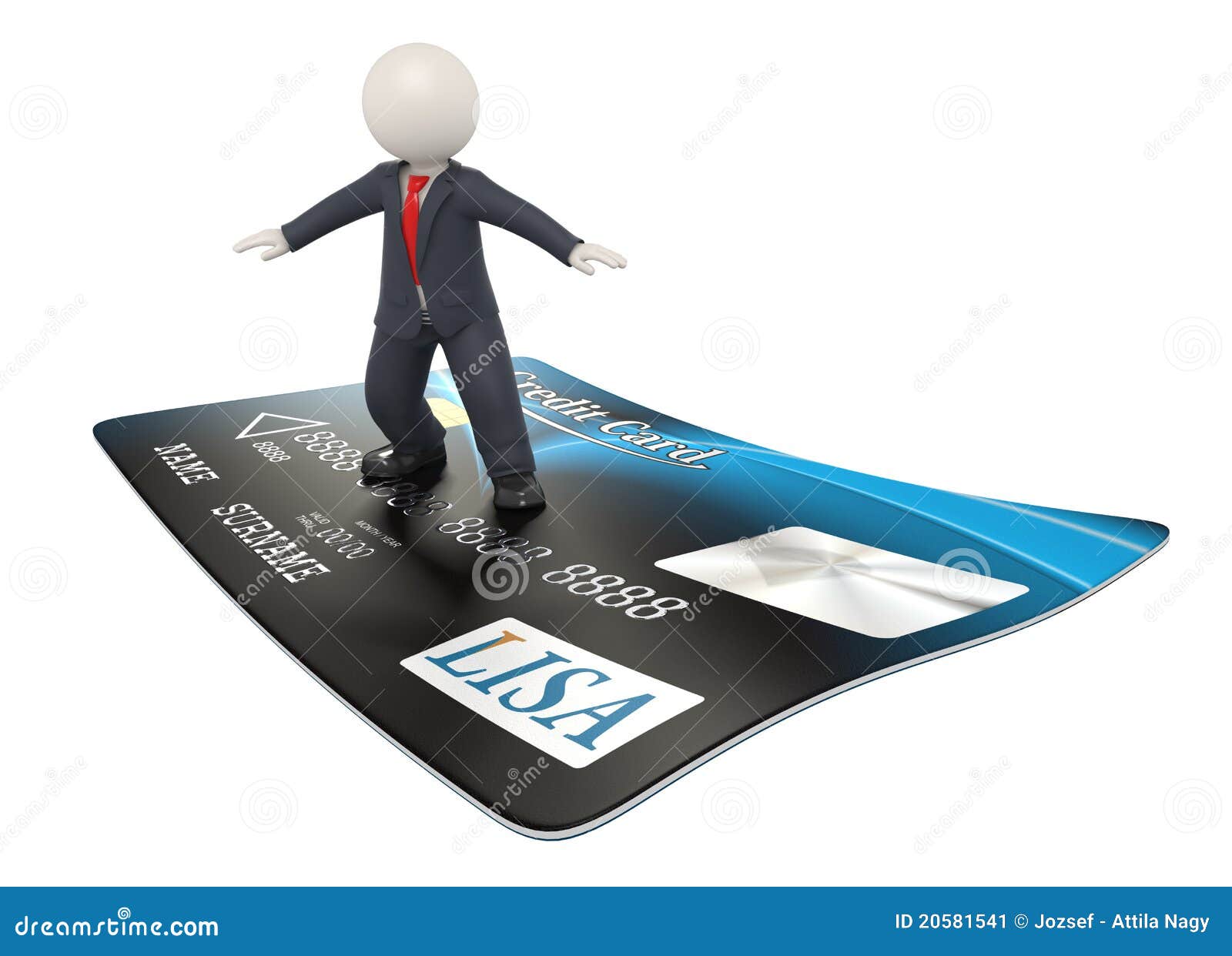 3d Business Man on Credit Card Stock Illustration - Illustration of ...