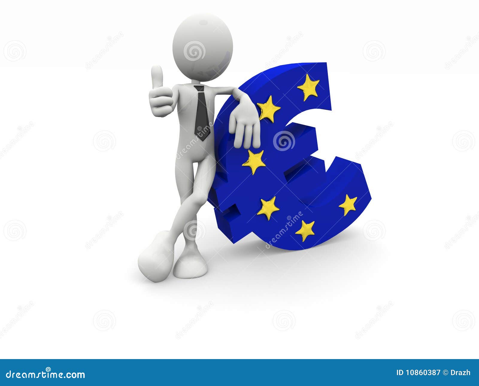 3d Business Man and the Euro Symbol Stock Illustration - Illustration ...